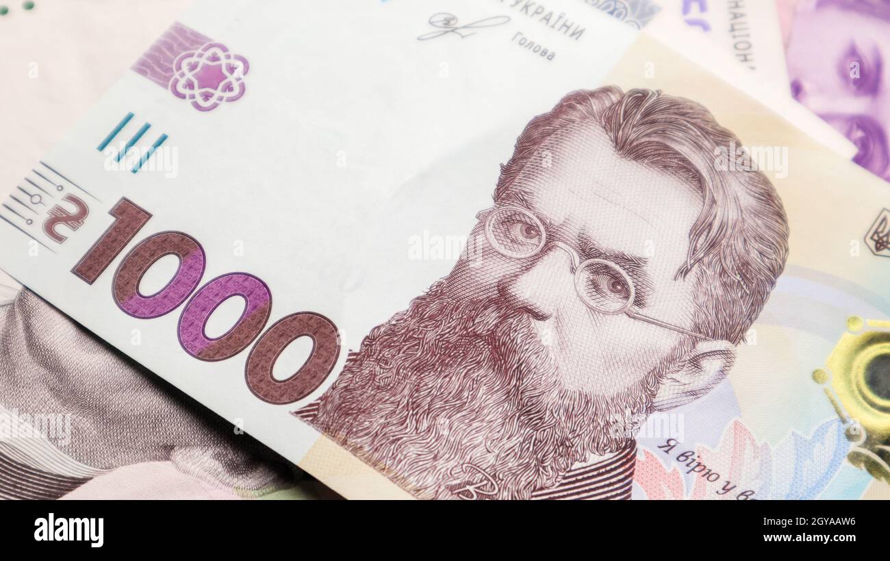 One paper note in 1000 hryvnias. Portrait of Vladimir Ivanovich ...