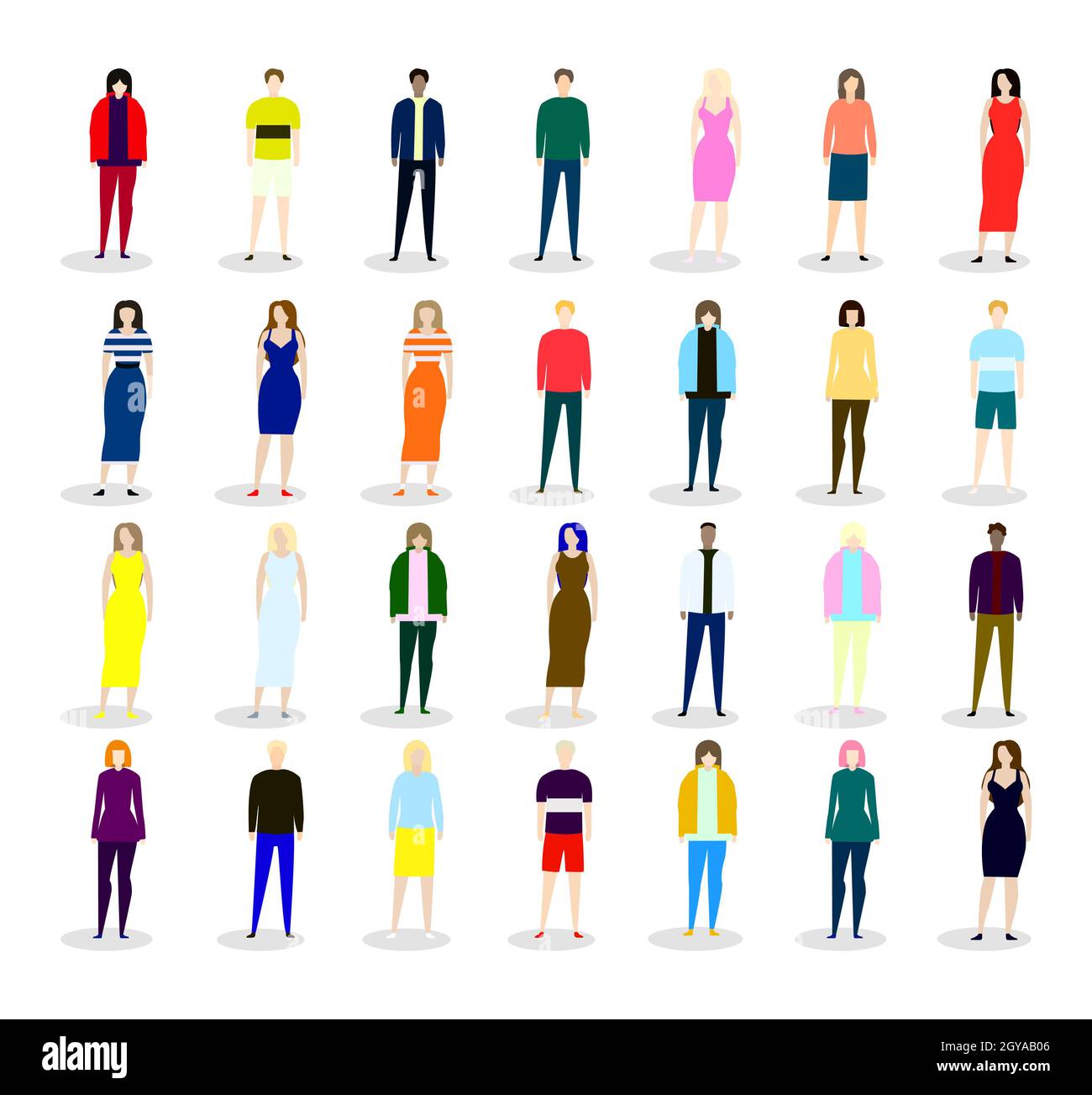 Small miniatures of different people on a white background - Vector ...
