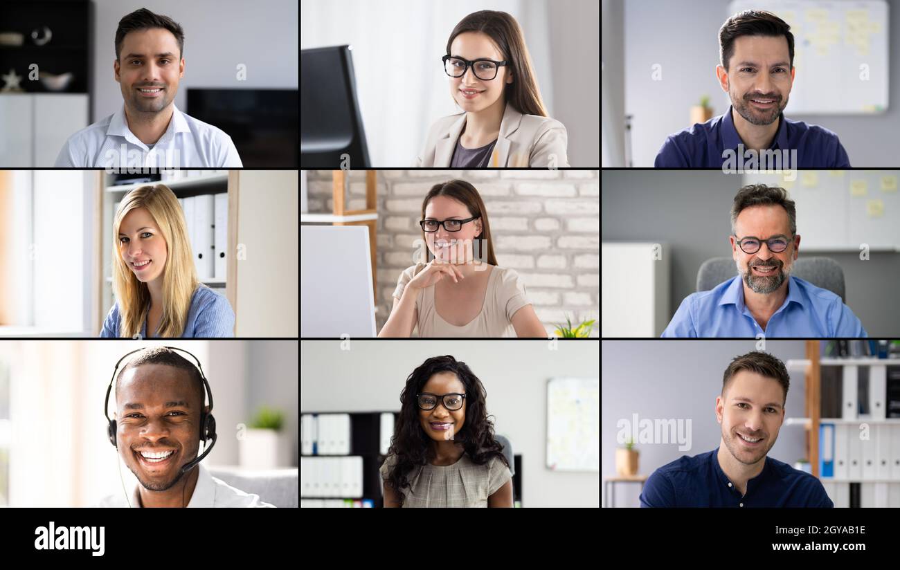 Professional Group Headshot Video Conference. Avatar Faces Collage ...