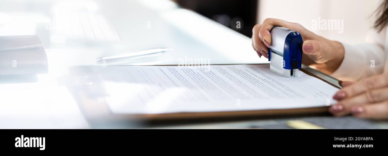 Approved Paper Document Stamp. Permit Rubber Stamper Stock Photo - Alamy