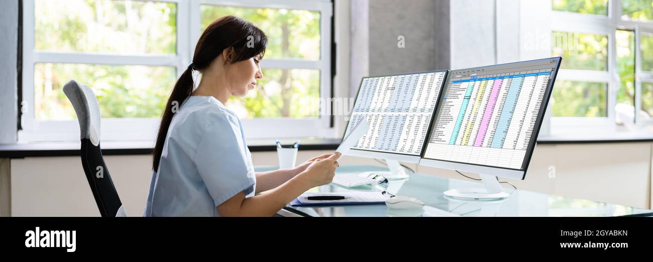 Medical Coding Bill And Billing Codes Spreadsheets Stock Photo - Alamy