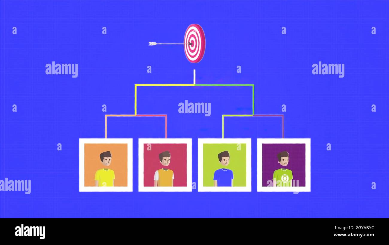 Abstract animation of connection between people in one team with the ...