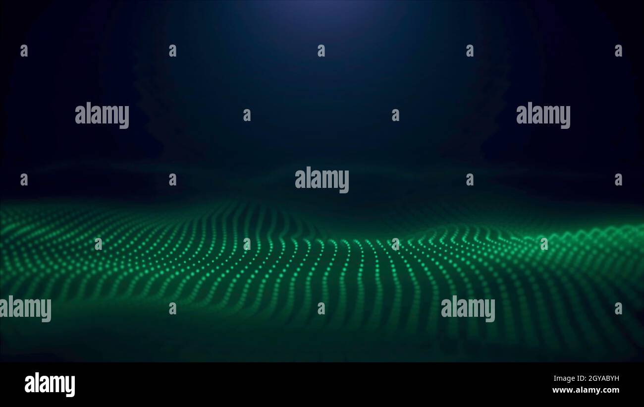 Wave particles background illuminated digital wave of glowing particles ...