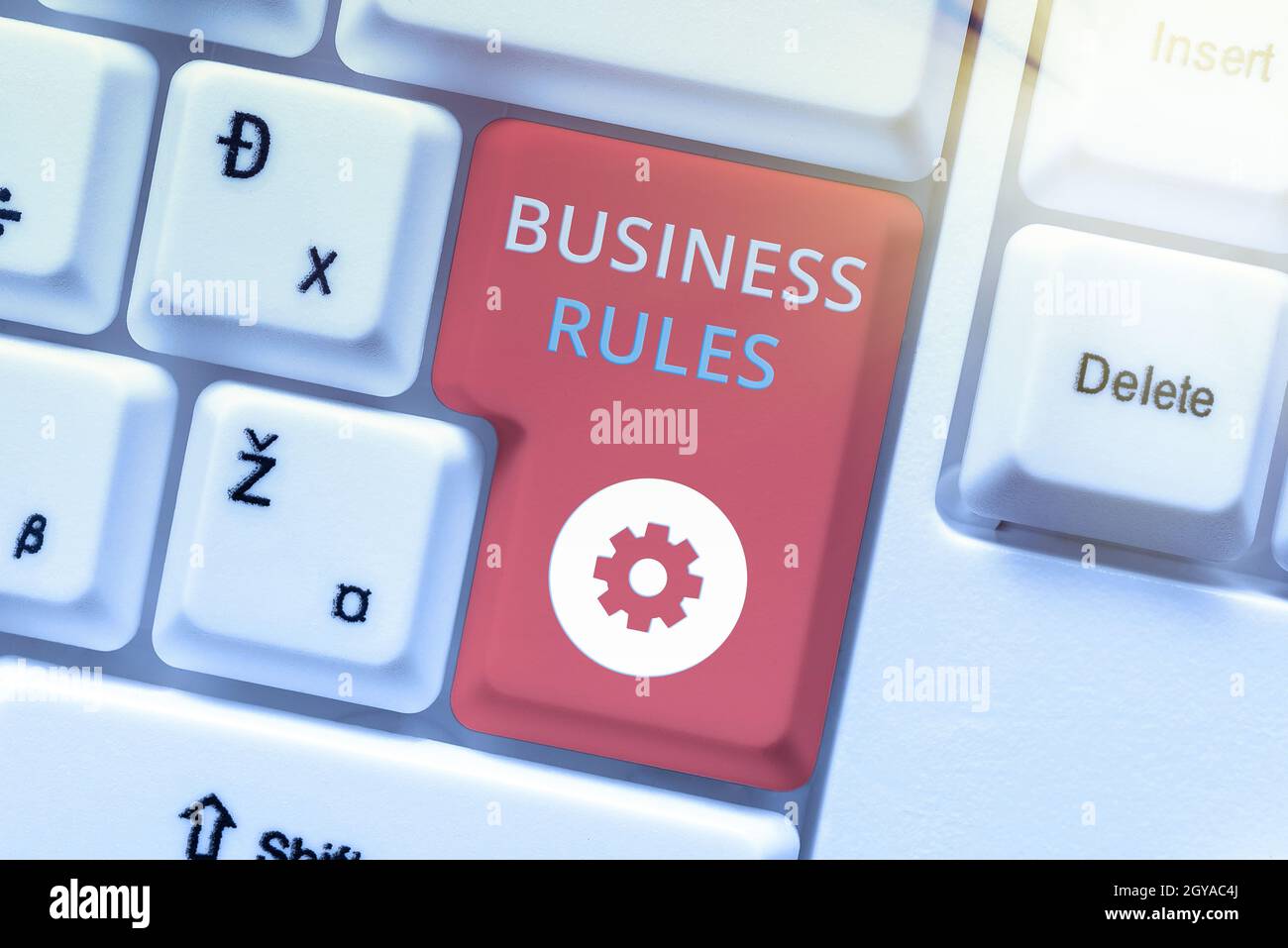 Hand writing sign Business Rules, Business idea the principles which ...