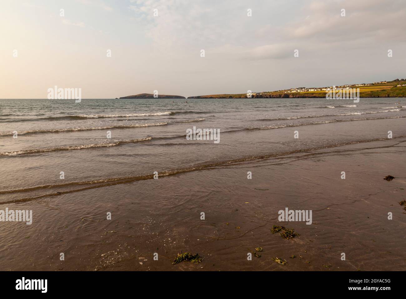 Poppit Sands a popular storm beach at the mouth of the river Teifi ...