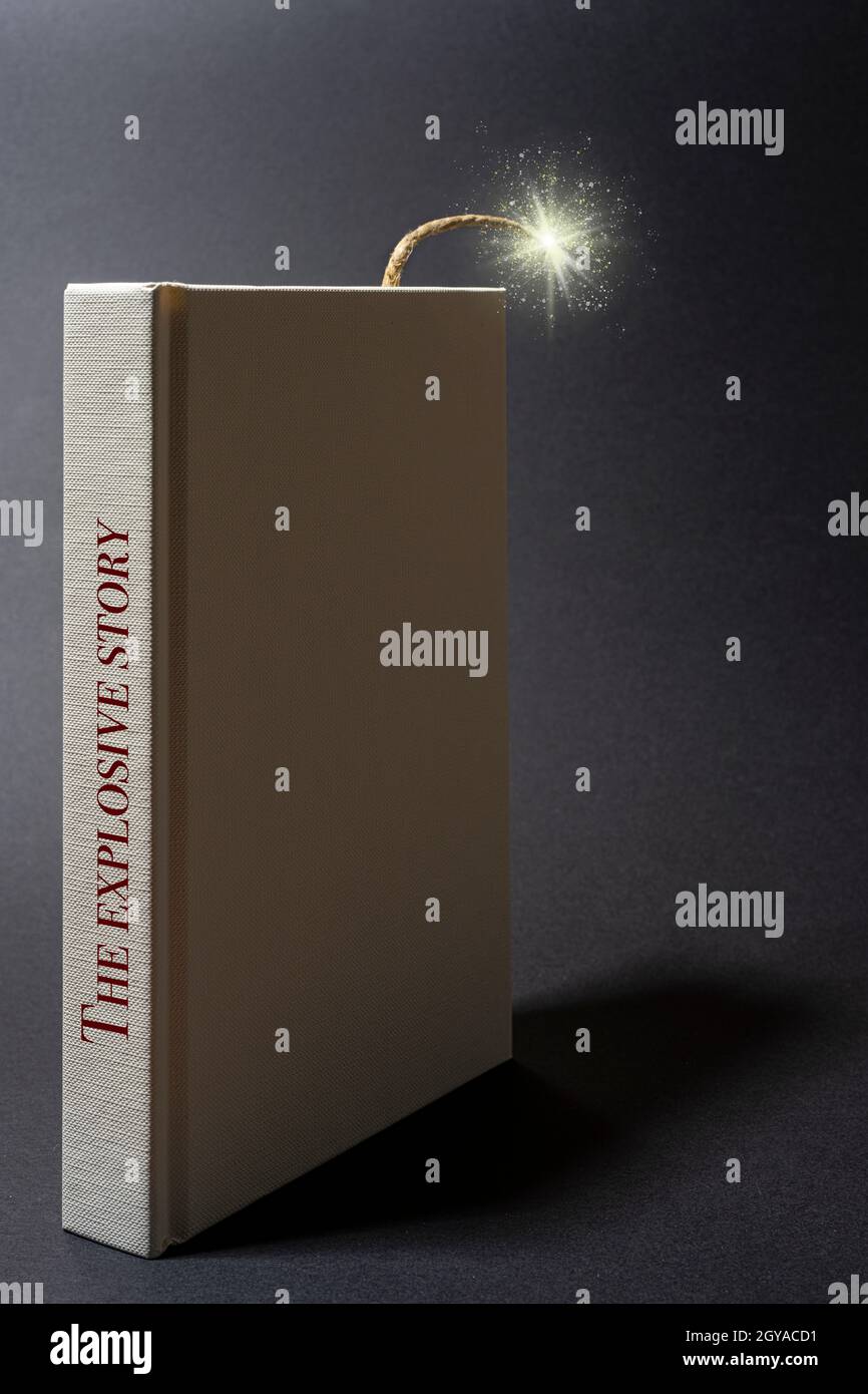 the lit fuse of the book the explosive story Stock Photo - Alamy