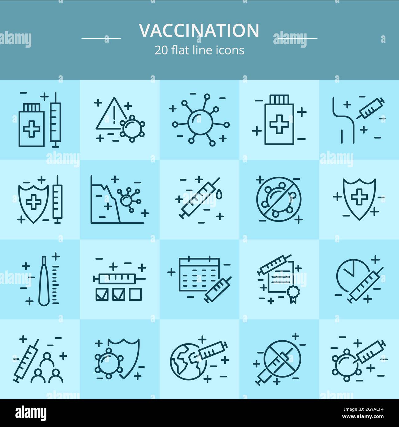 Vaccination and immunization line icon set. Collection of editable ...