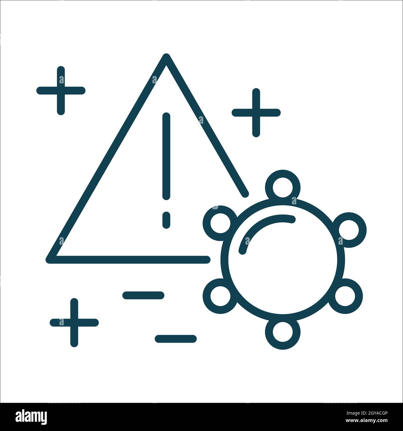 Virus and Exclamation point line icon isolated. Editable stroke symbol ...