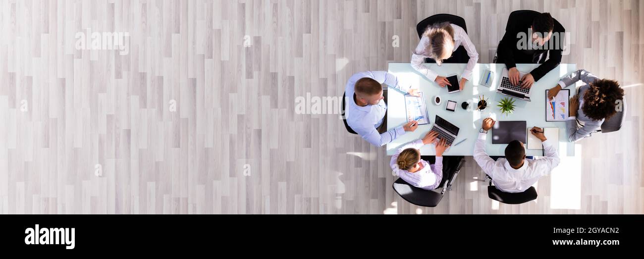 Boardroom Office Meeting Top View. People In Boardroom Stock Photo - Alamy