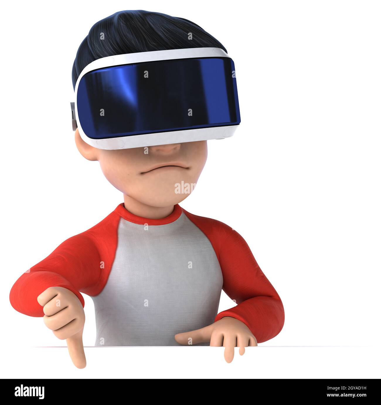 Fun 3D illustration of a cartoon kid with a VR helmet Stock Photo - Alamy