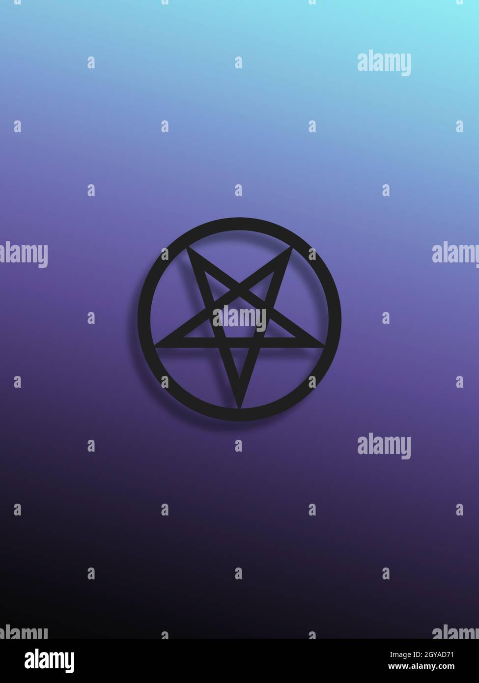 Pentagram on violet-blue background Stock Photo - Alamy