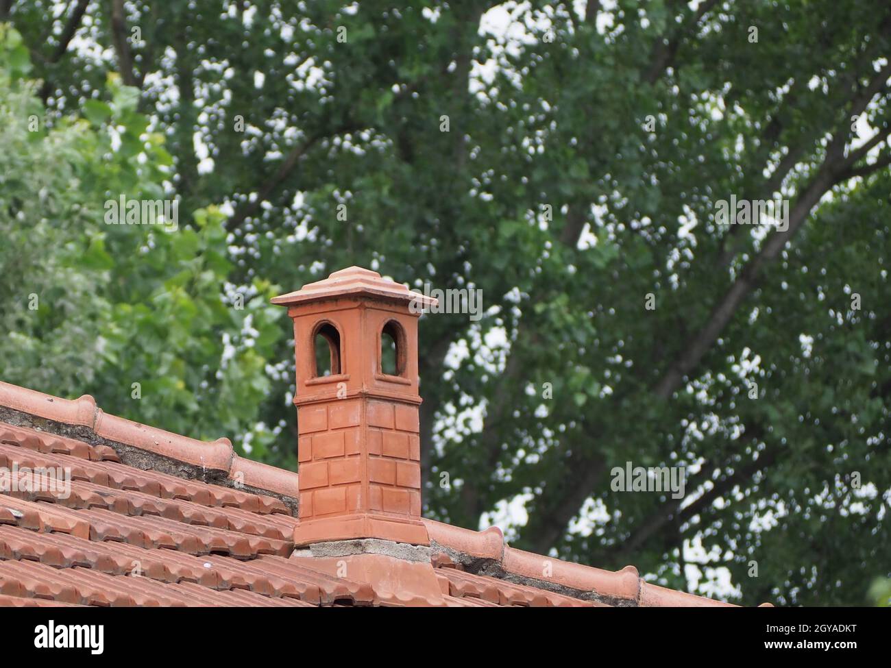 chimney on the roof of an house Stock Photo - Alamy
