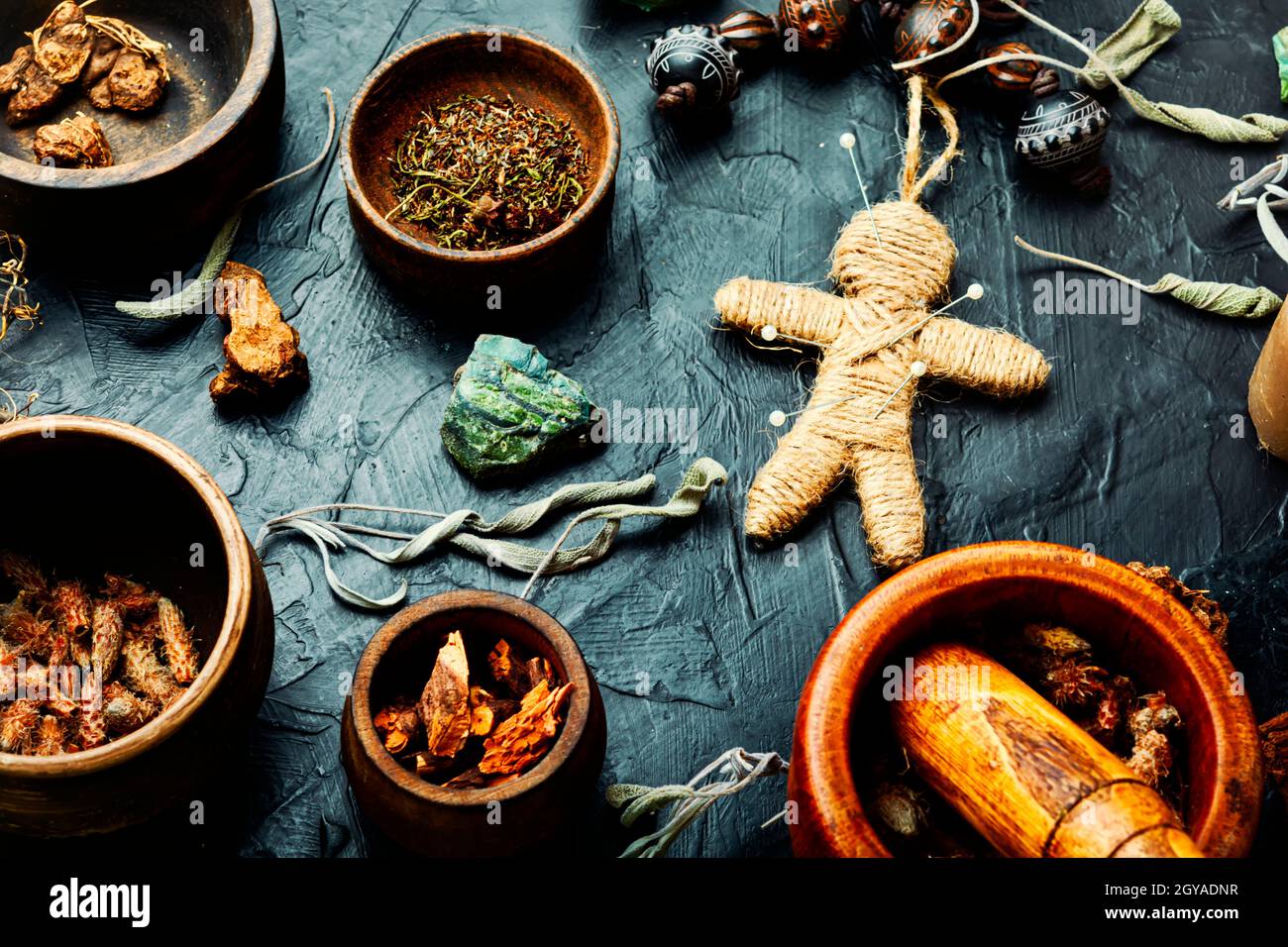 Magic attributes on dark hi-res stock photography and images - Alamy