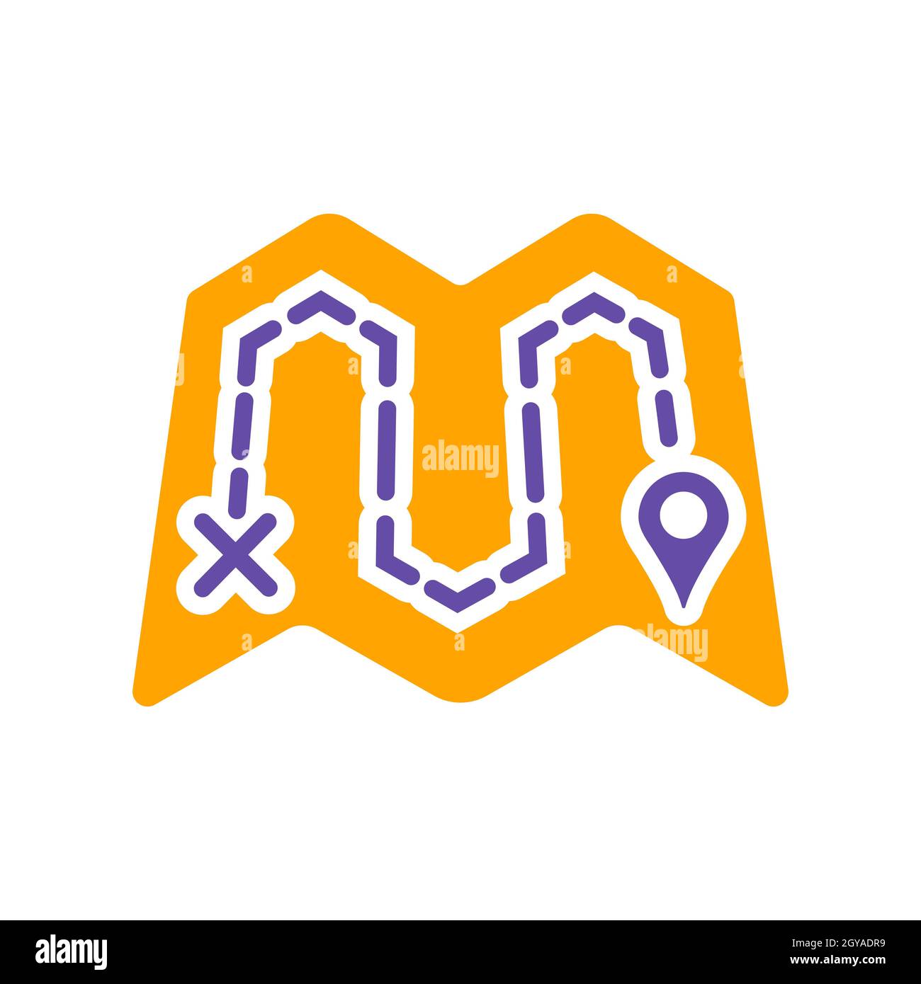 Map with route vector glyph icon. Navigation sign. Graph symbol for ...