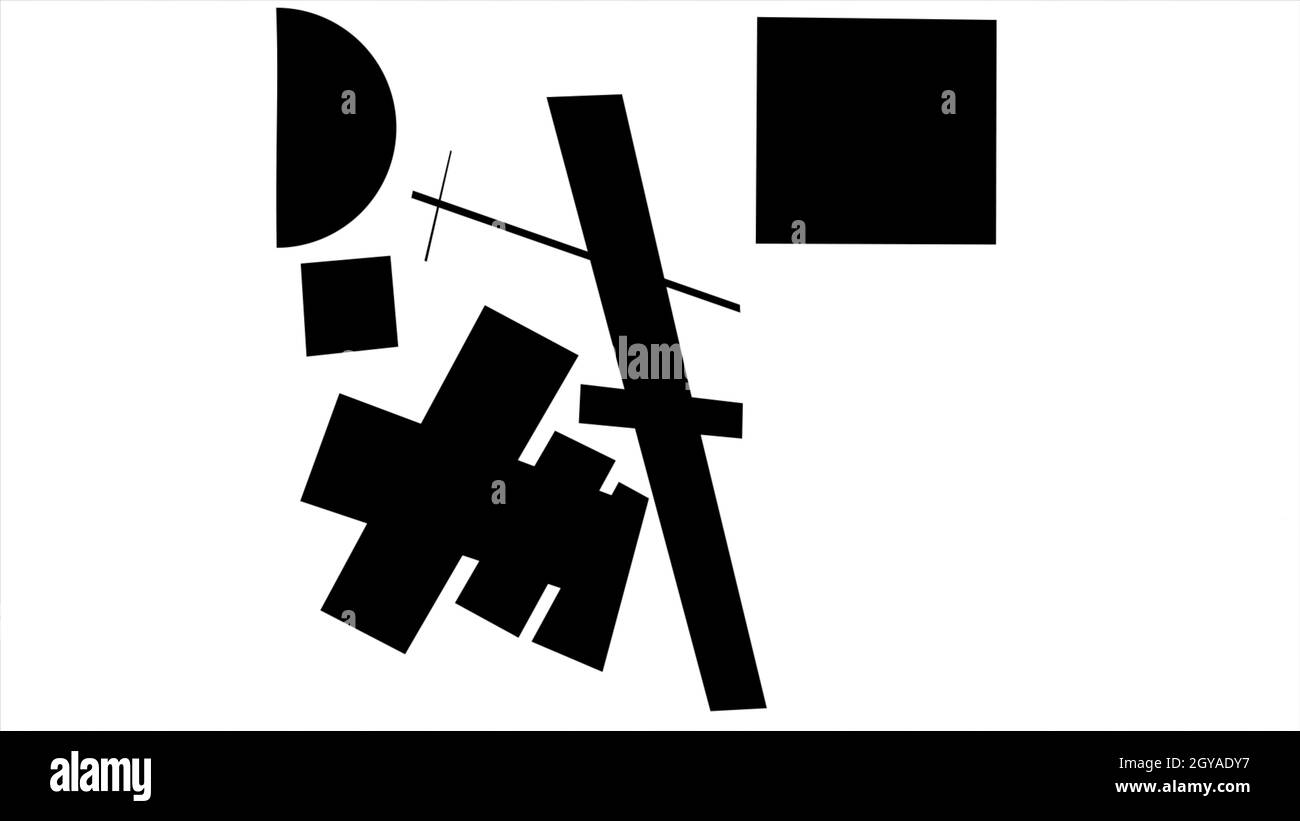 Abstract animation of different flat geometric shapes motion changing ...