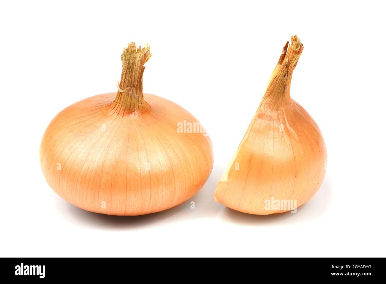 Yellow onion bulbs on white background. High resolution photo. Full ...