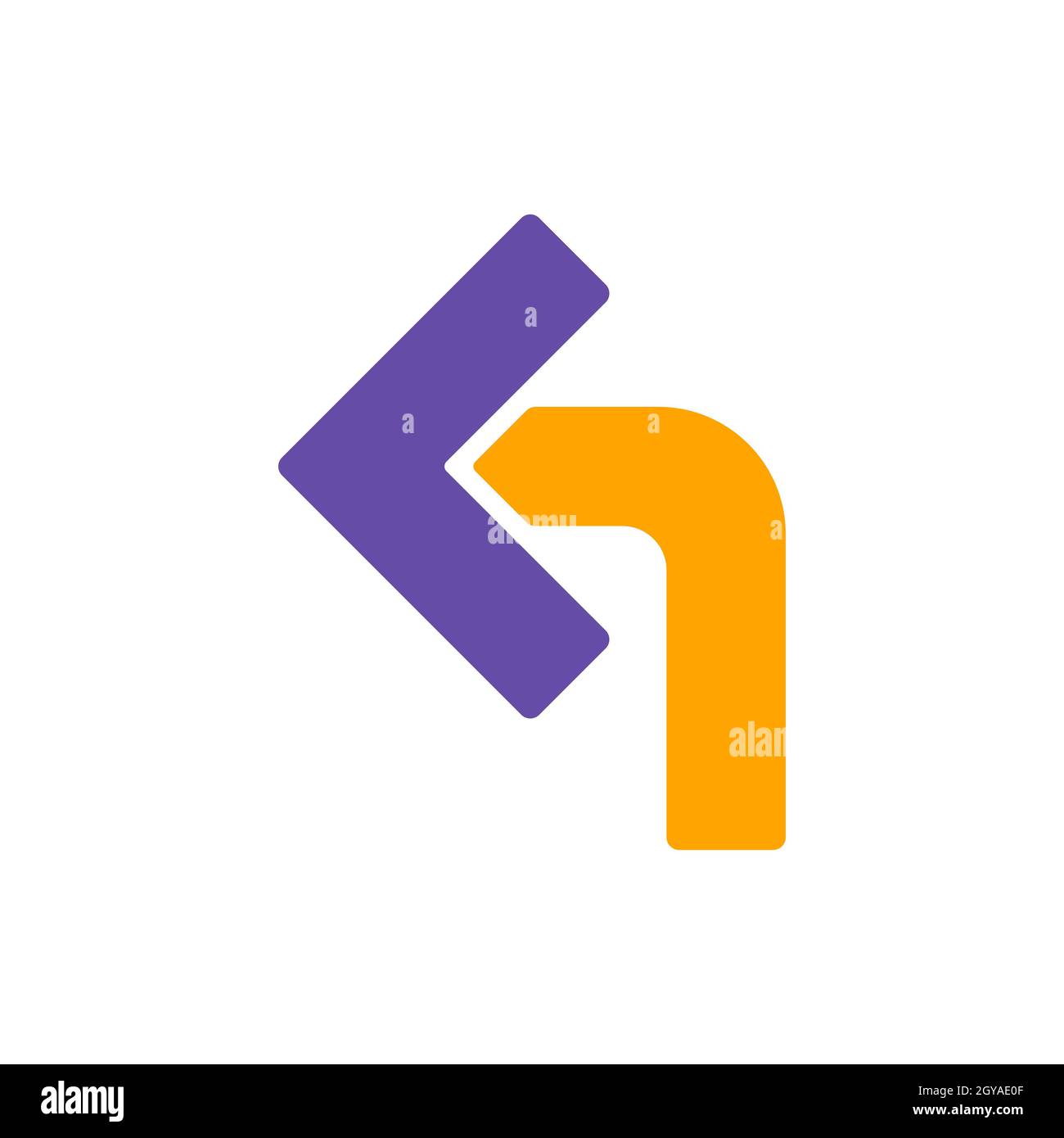 Turn left arrow vector glyph icon. Navigation sign. Graph symbol for travel and tourism web site ...