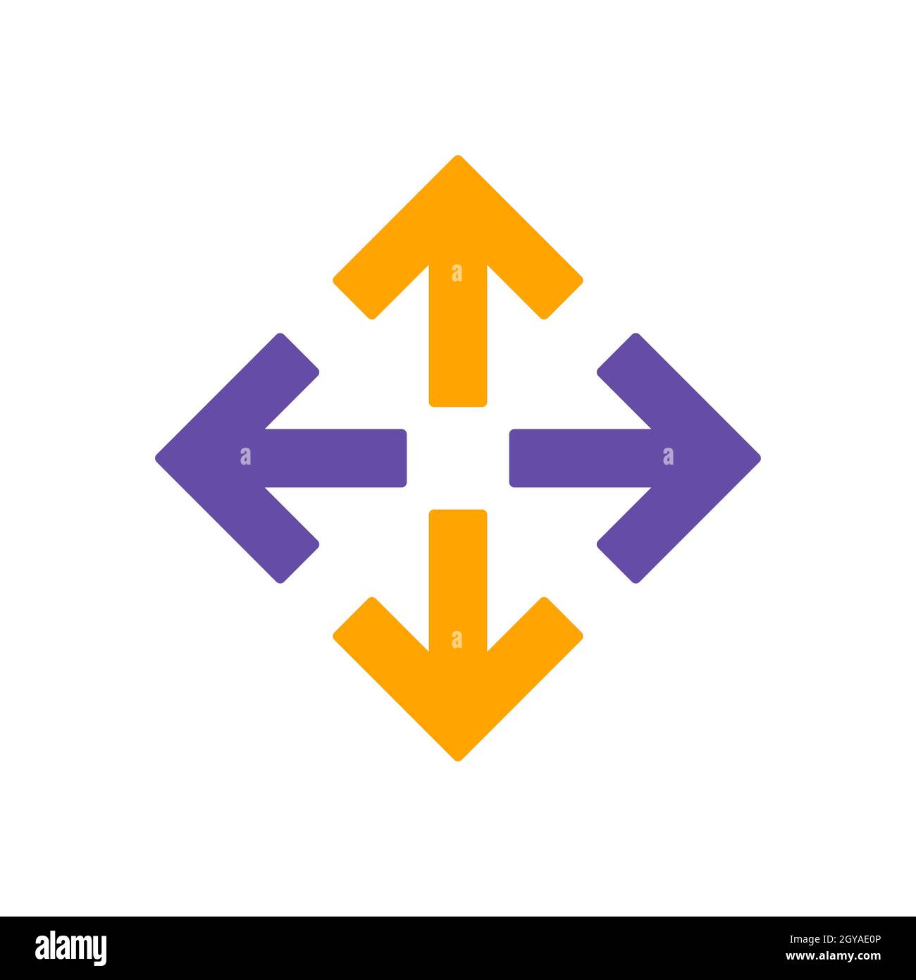 Four arrows pointing from the center vector glyph icon. Navigation sign ...