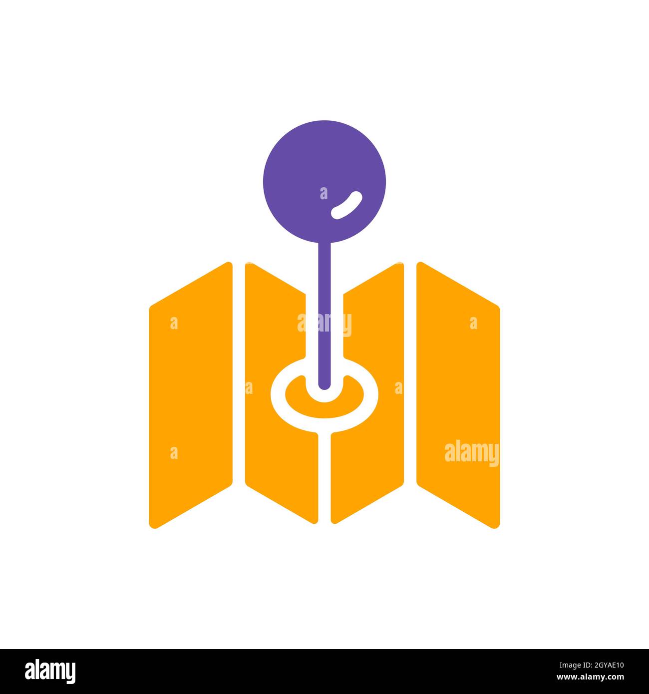 Map with pin, geo locate, pointer vector glyph icon. Navigation sign ...