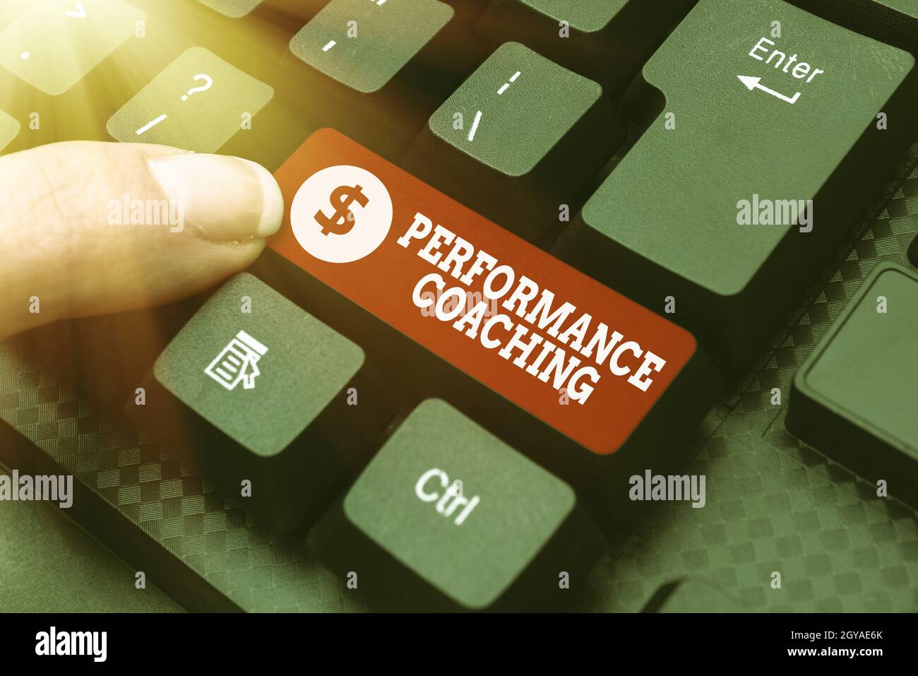 Text caption presenting Performance Coaching, Word Written on the ...