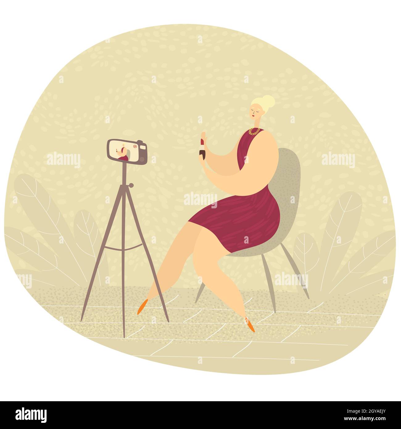 Beauty blogger in front of camera. Cosmetics review. Makeup artist ...