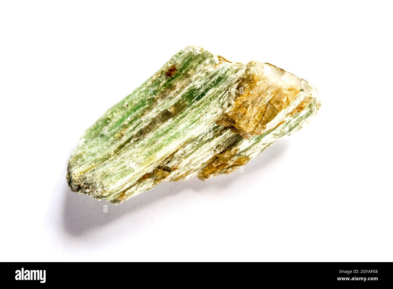 Green quartz gemstone isolated on a white background Stock Photo - Alamy