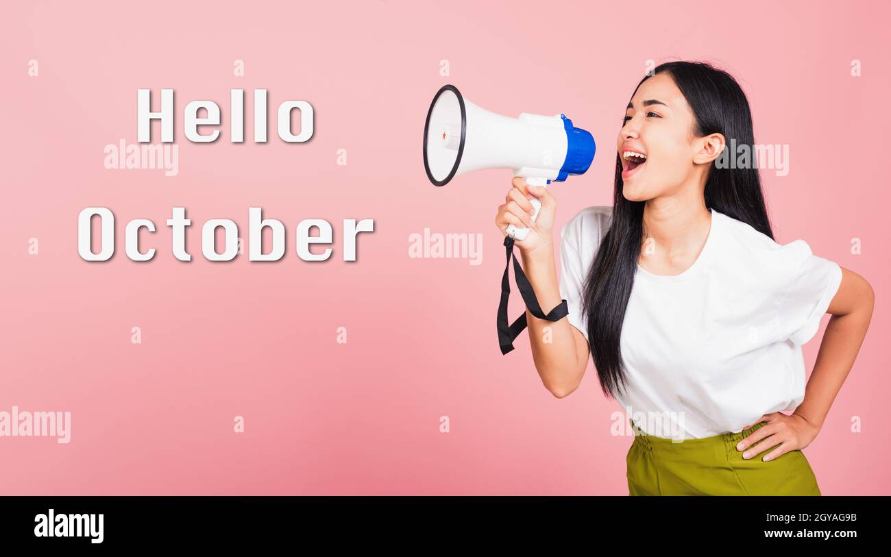 Young asian woman loud screaming hi-res stock photography and images ...