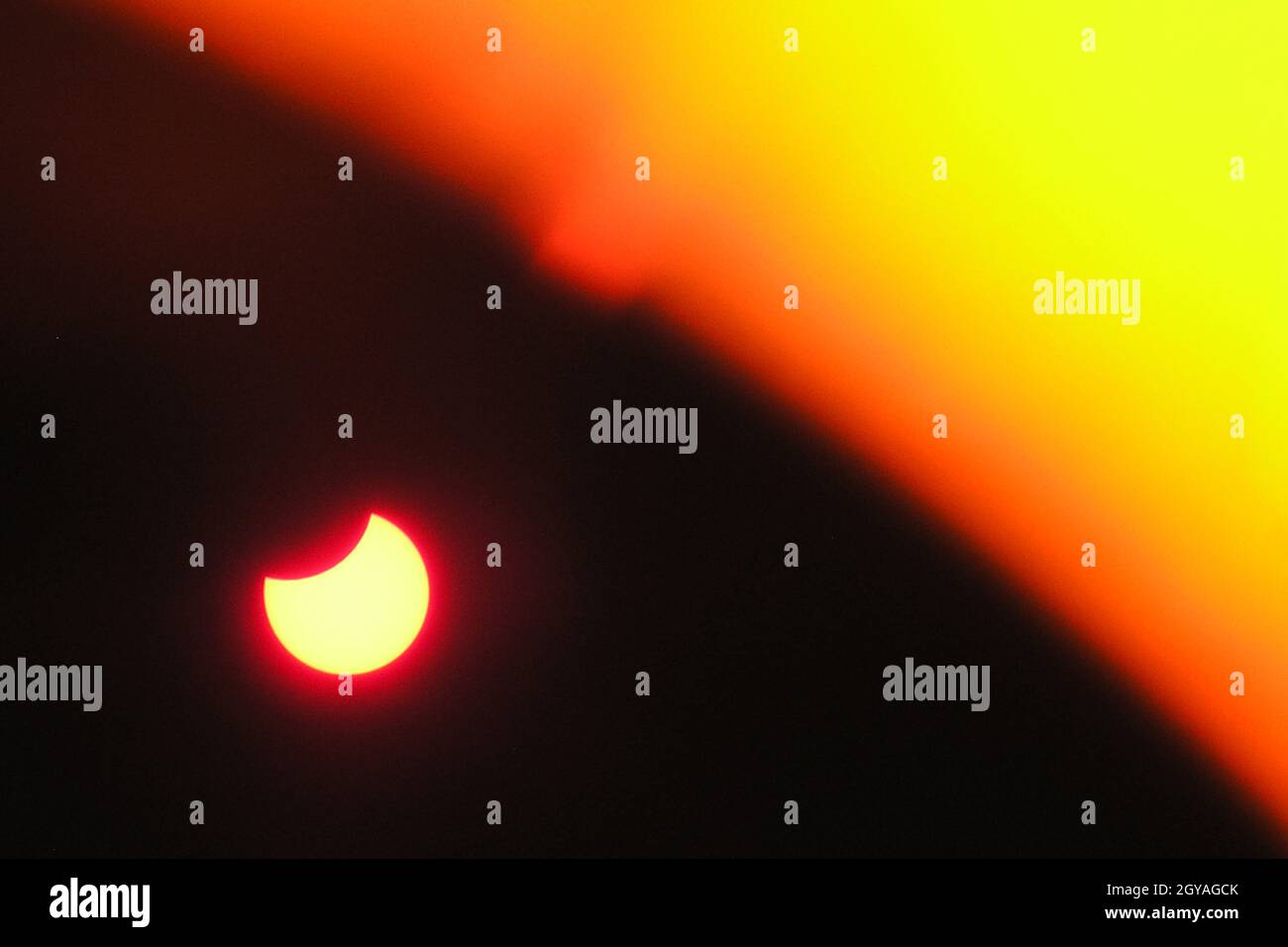 Solar eclipse. Full moon or lunar with light on sky in dark at night ...
