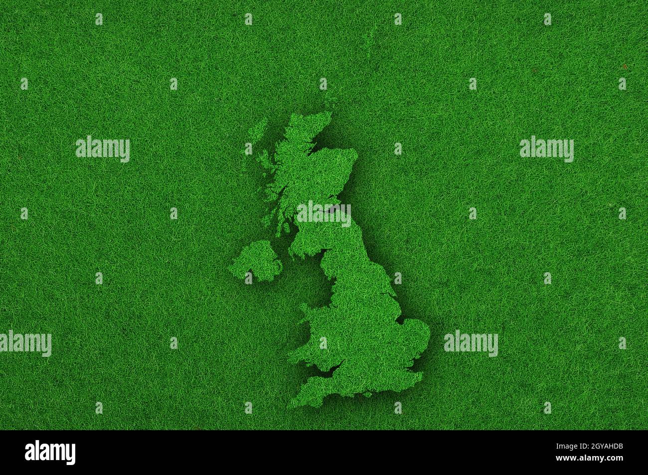 Map of Great Britain on green felt Stock Photo - Alamy