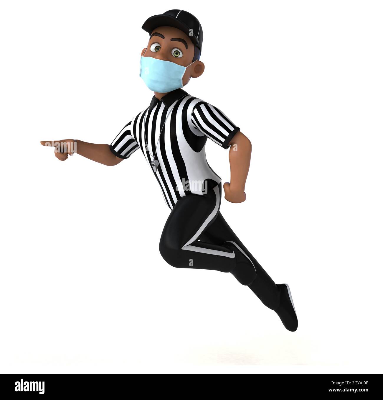 Fun 3D illustration of a black referee with a mask Stock Photo - Alamy