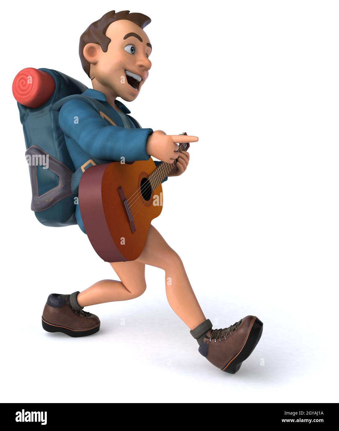 Fun illustration of a 3D cartoon backpacker Stock Photo - Alamy