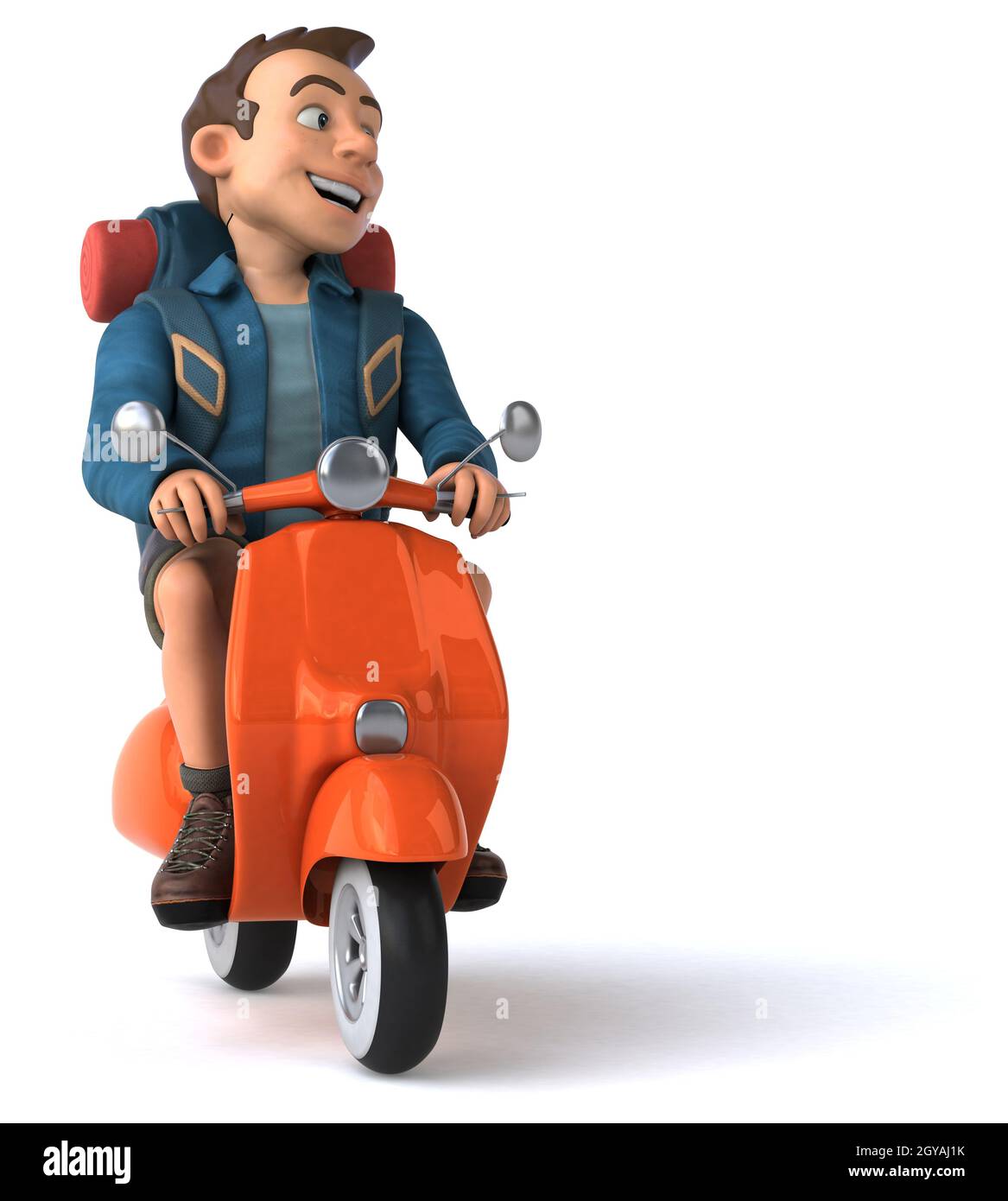 Fun illustration of a 3D cartoon backpacker Stock Photo - Alamy
