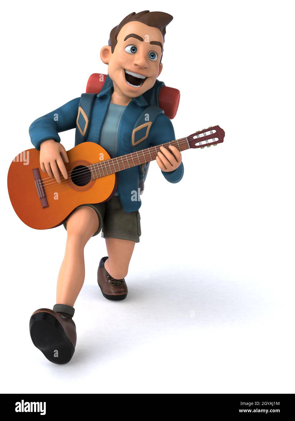 Fun illustration of a 3D cartoon backpacker Stock Photo - Alamy