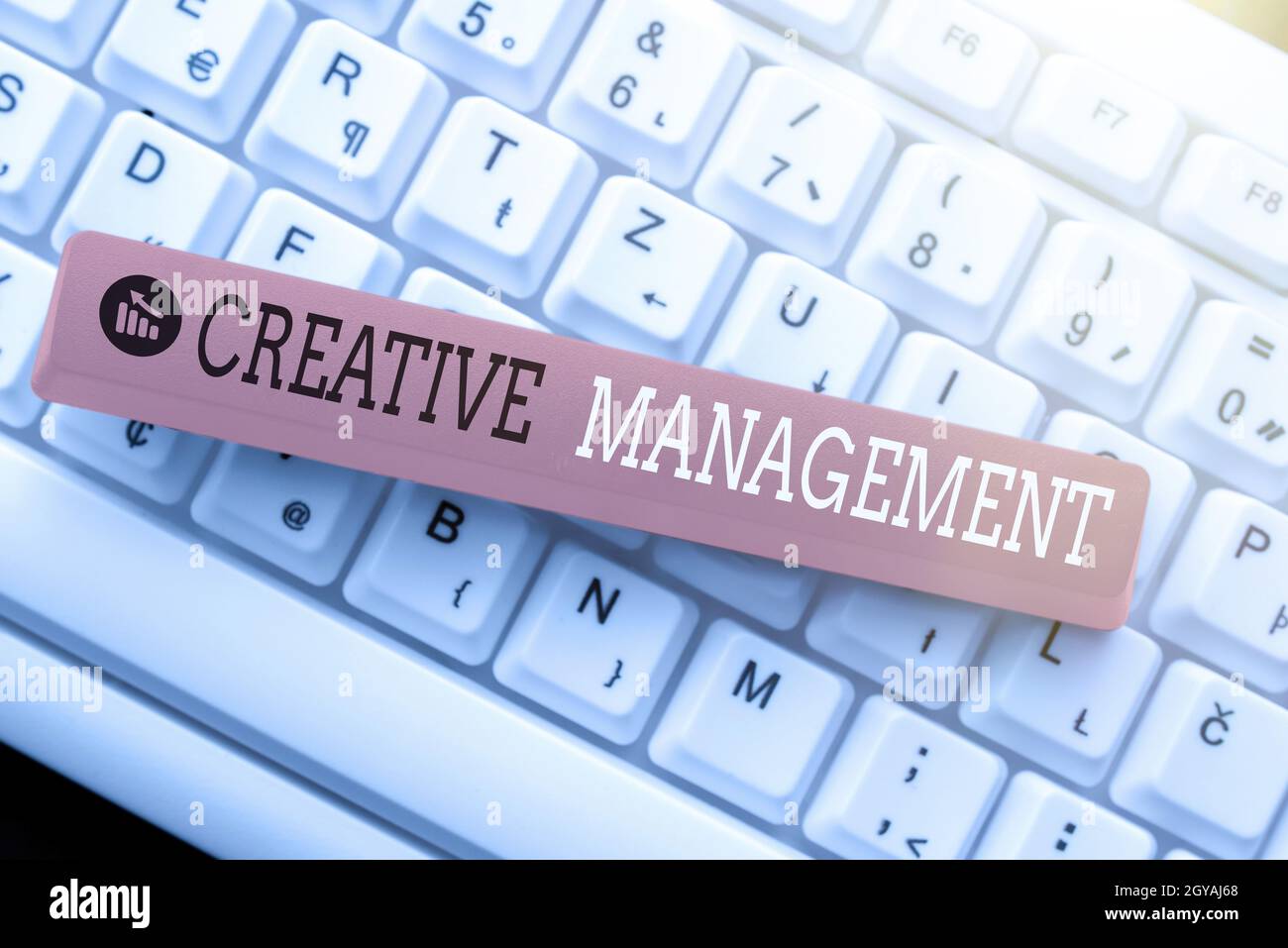 Hand writing sign Creative Management, Concept meaning Managing of ...