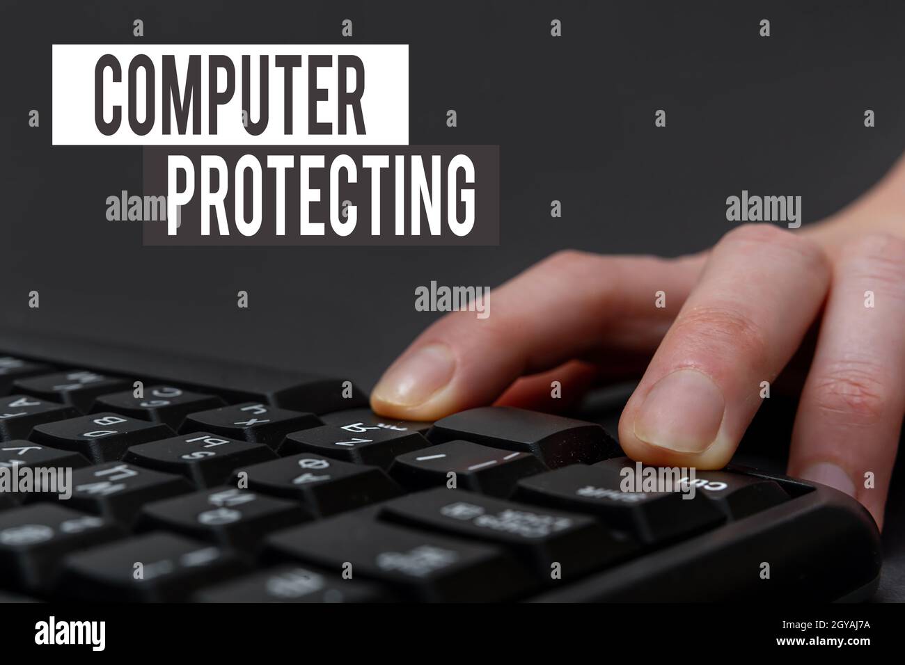 Hand writing sign Computer Protecting, Concept meaning protecting ...