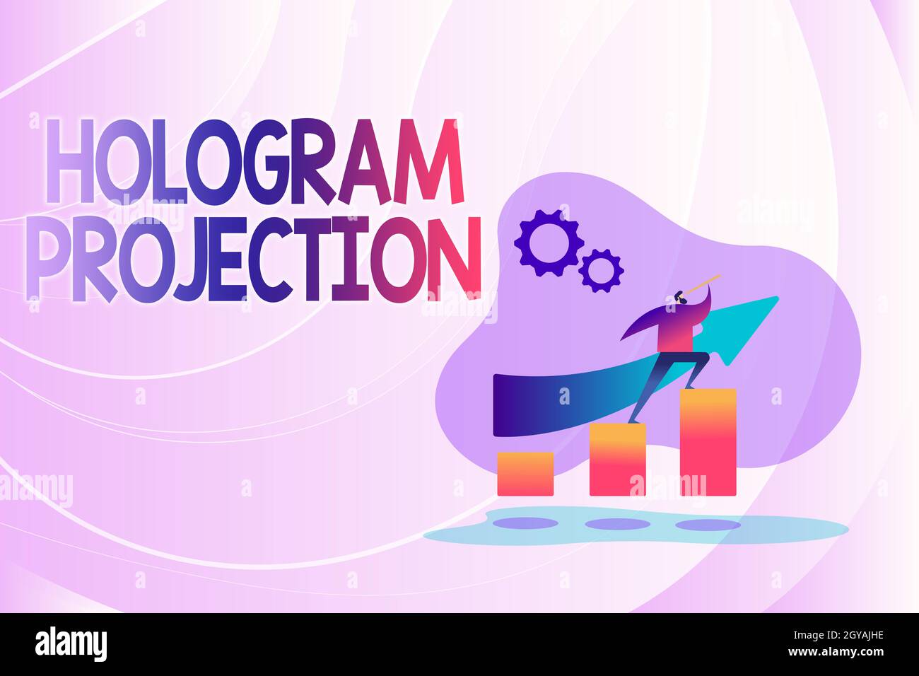 Text caption presenting Hologram Projection, Business overview ...