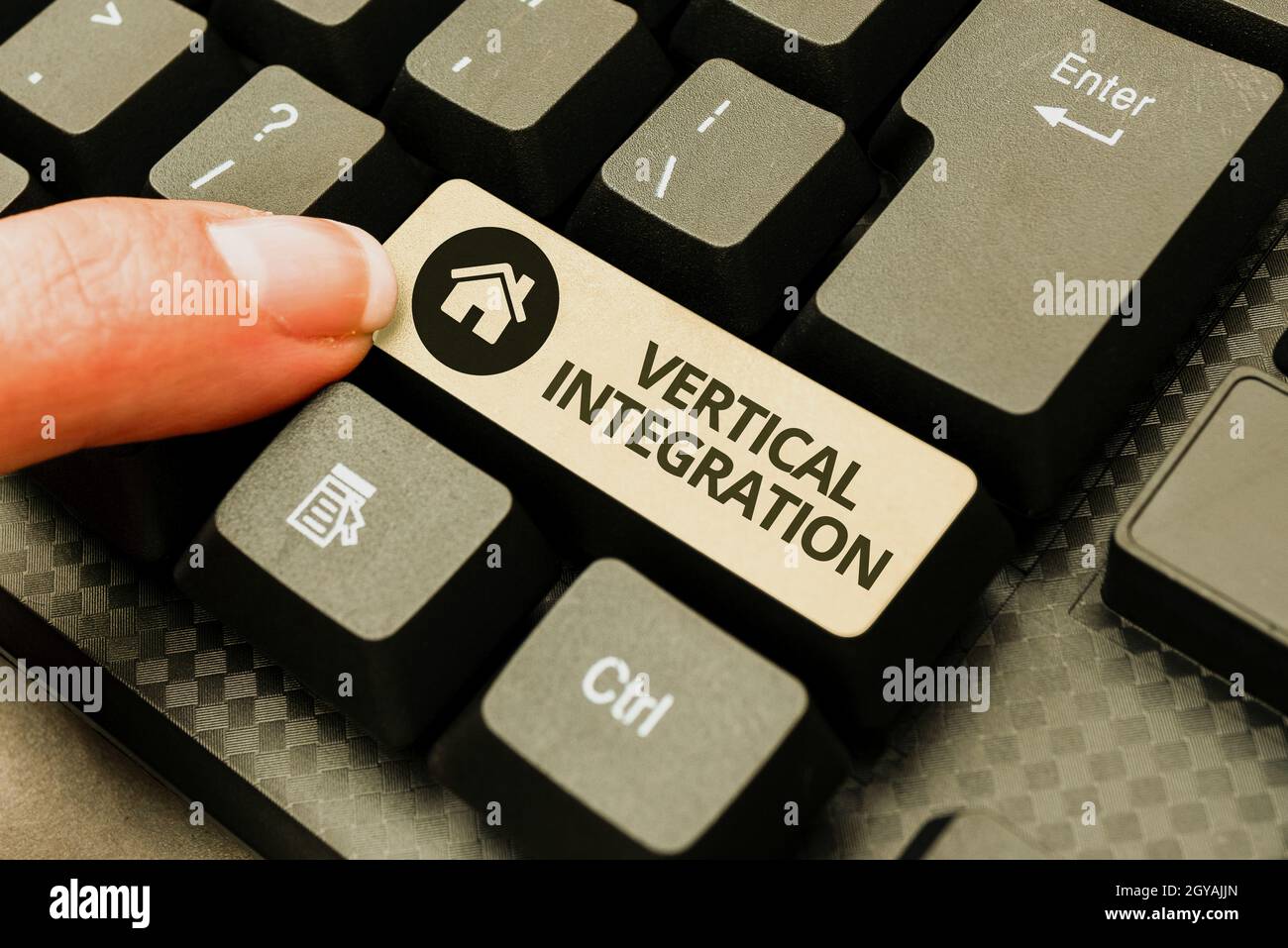 Hand writing sign Vertical Integration, Word Written on Merger of ...