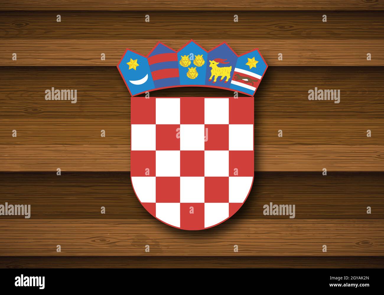 Coat of arms of Croatia, wooden background Stock Photo - Alamy