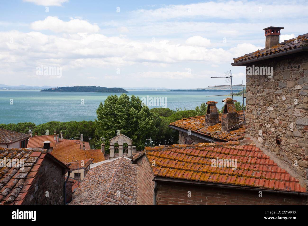 Passignano sul Trasimeno town view, Umbria, Italy. Trasimeno Lake ...