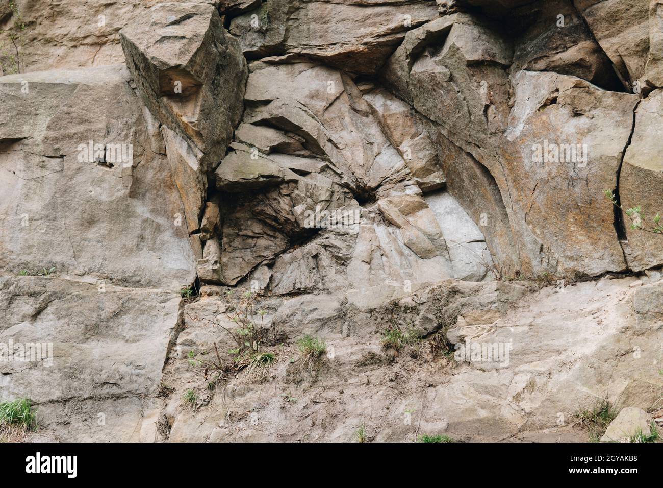 detail of a wall with characteristic eyes of earth in abandoned Gebury ...