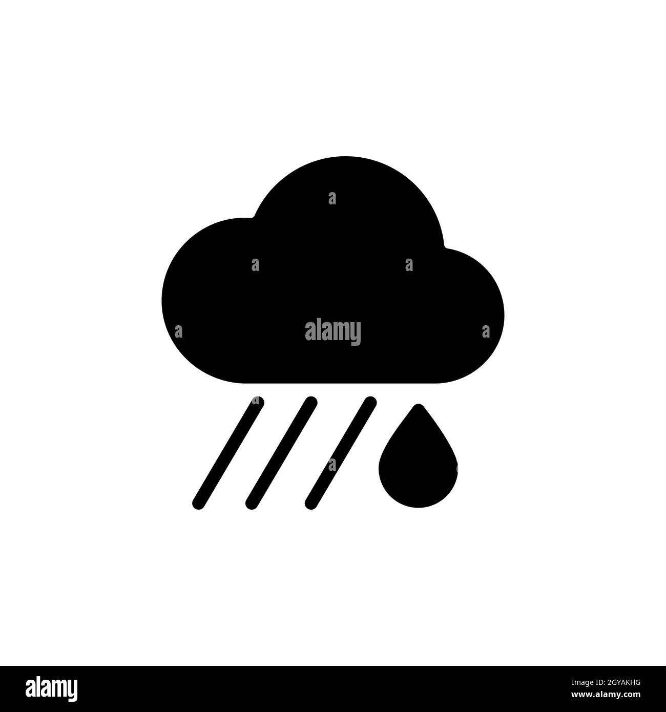 Raincloud with raindrop vector glyph icon. Meteorology sign. Graph ...
