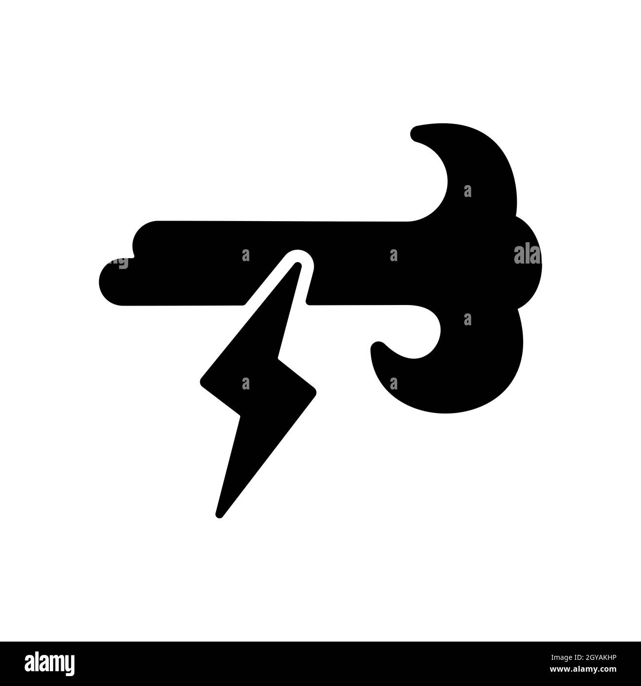 Wind lightning vector glyph icon. Meteorology sign. Graph symbol for ...
