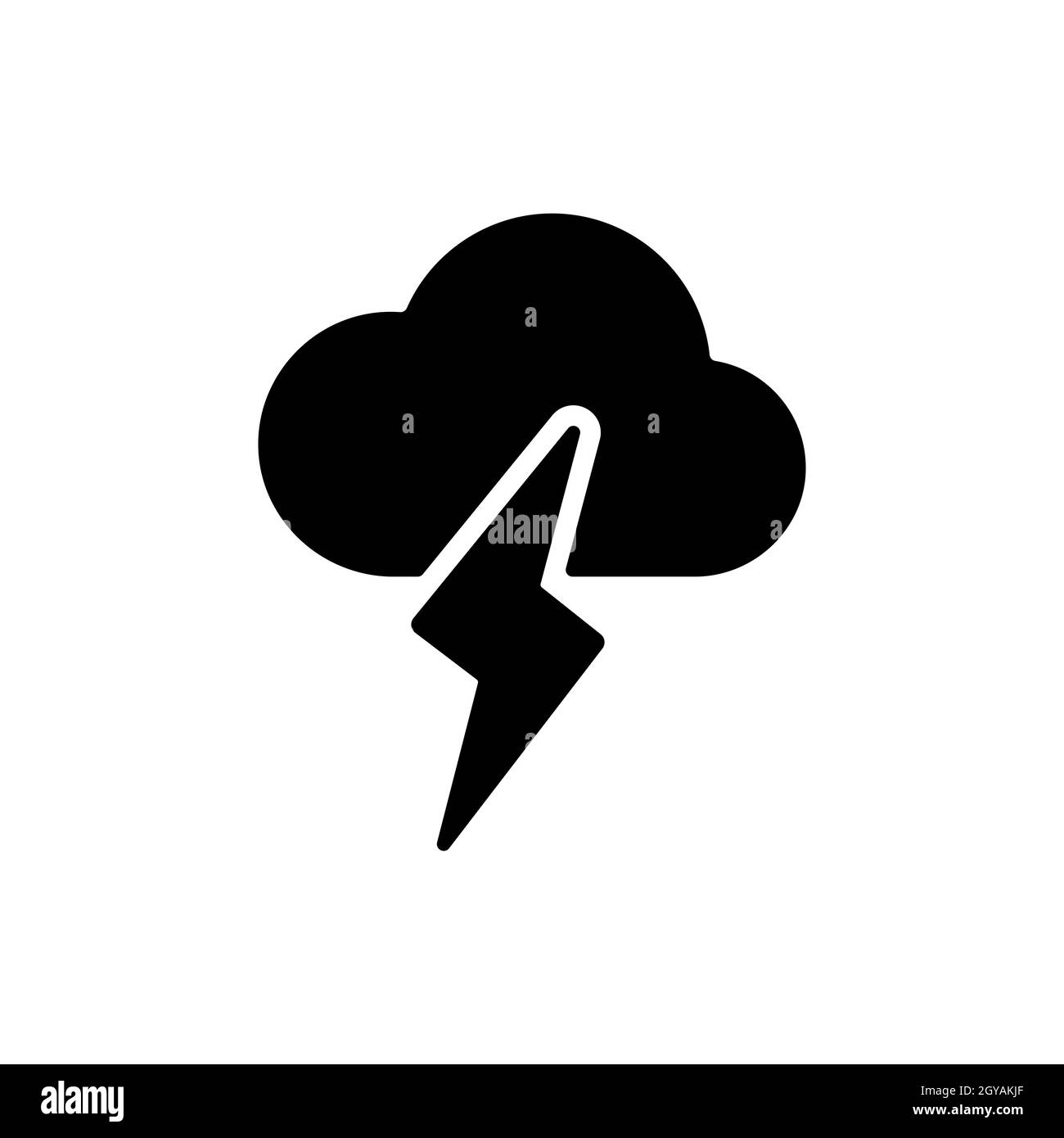 Cloud with lightning vector glyph icon. Meteorology sign. Graph symbol ...