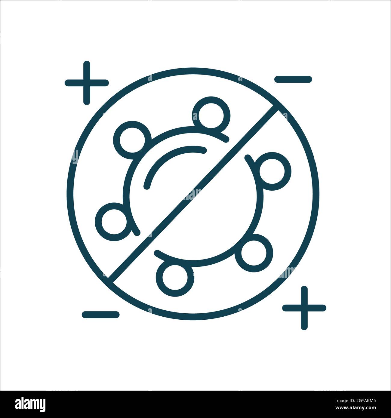 Virus crossed out line icon isolated vector. fight with virus.Editable ...