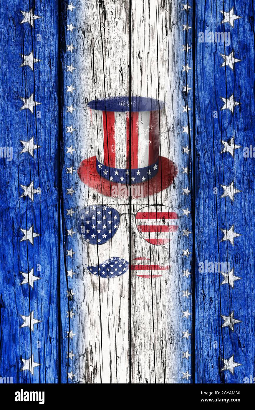 Happy Independence Day. Uncle Sam's Hat, Mustaches and sunglasses on ...