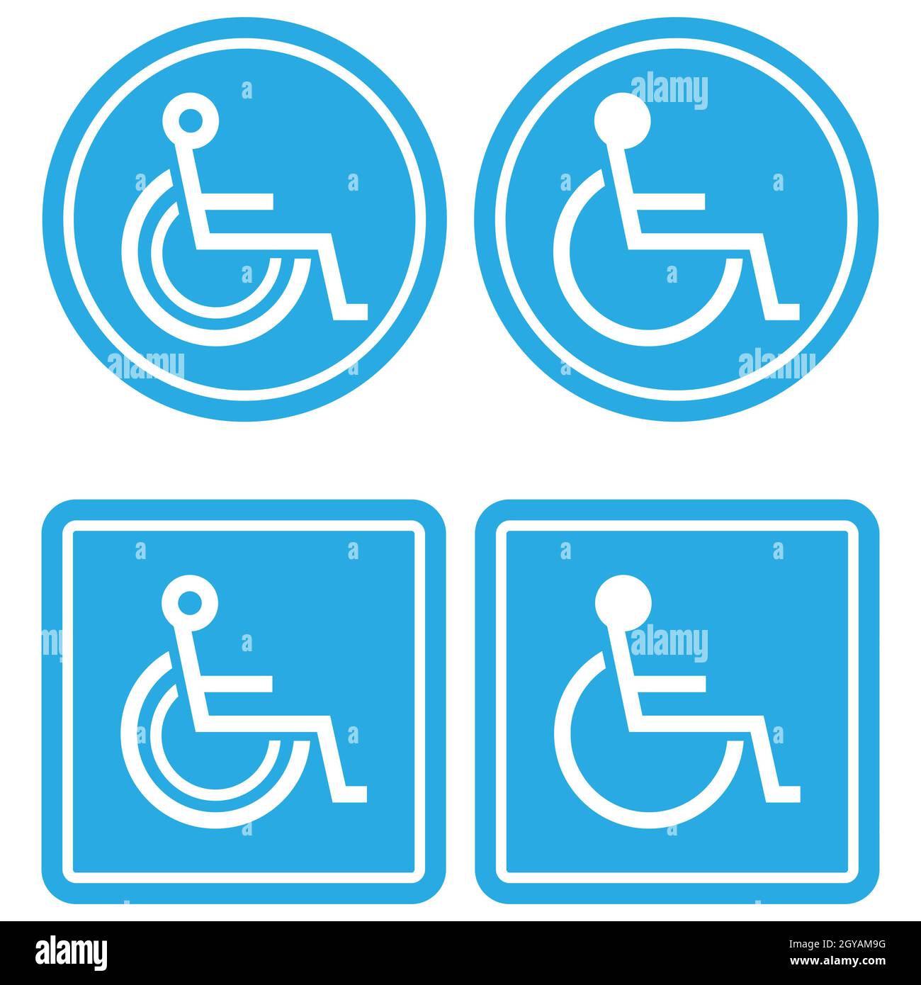 Wheelchair Blue Icon Set Isolated on White Background Stock Photo - Alamy