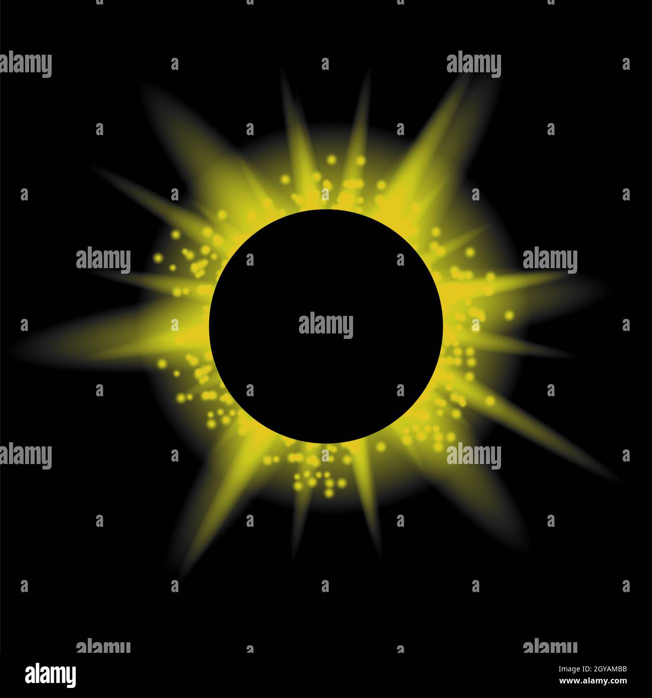 Total Solar Eclipse on Black Background. Abstract Light Effect. Space ...