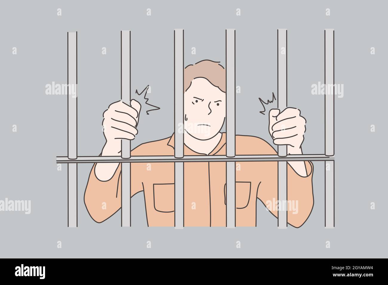 Jail, prisoner, crime concept. Young dissatisfied man was sentenced to ...