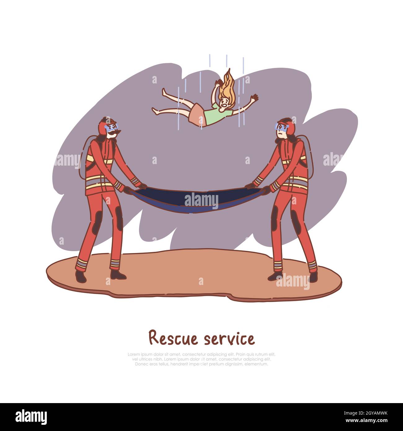 Firefighters catching falling kid, dangerous situation, men saving ...