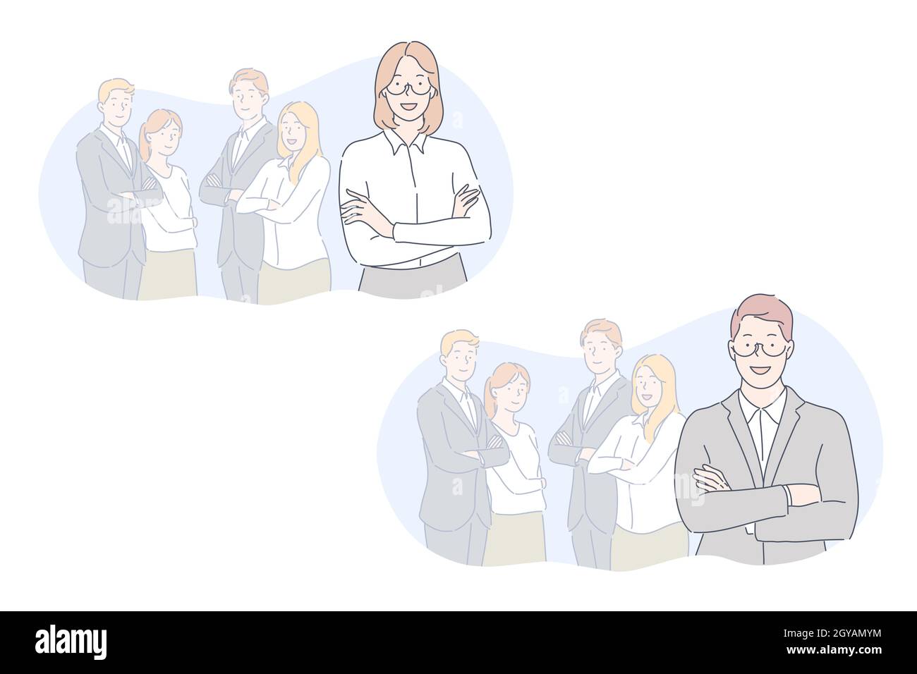 Team, leader, coworking set concept. Businessman and businesswoman ...